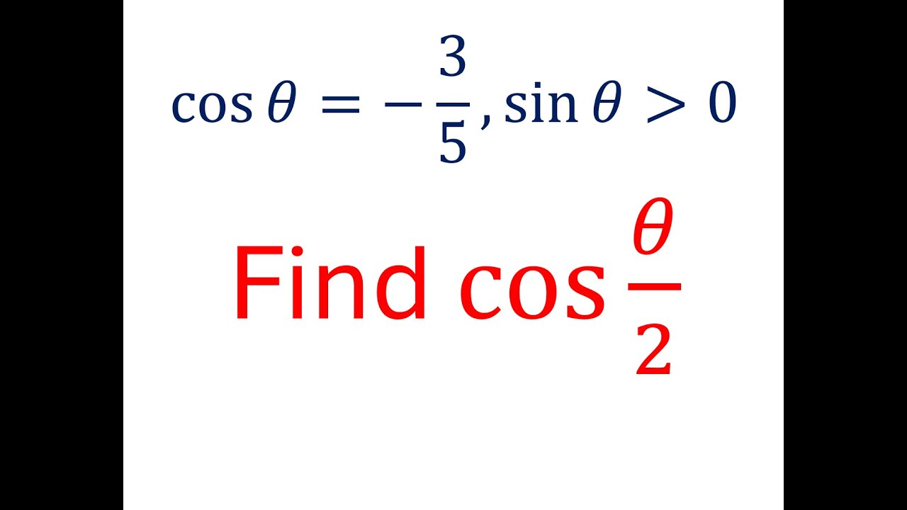 Find cos⁡ (θ/2) Use the Half Angle Angle Formula to Find the Exact ...