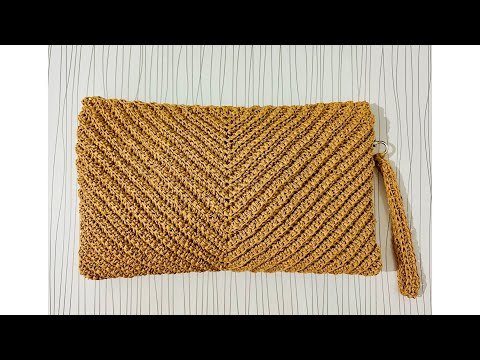 Hem Şık Hem Çok Kolay! Kağıt İpten Klaç Çanta Yapılışı | Crochet Clutch Bag Tutorial 