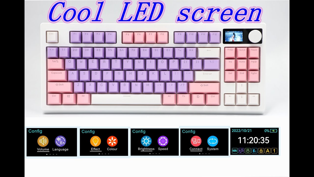 Wireless Mechanical keyboard YK830 animation screen - YouTube