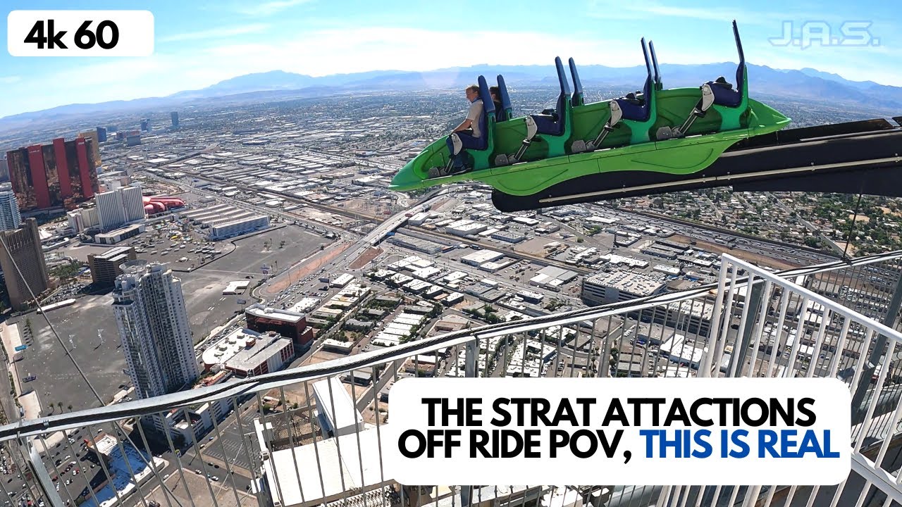 (4k60) The Strat Top of the World Attractions Off Ride Footage - YouTube