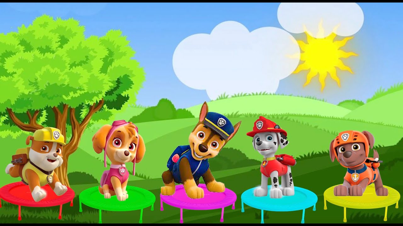 Five little monkeys | 5 little monkeys jumping on the bed - Paw Patrol ...