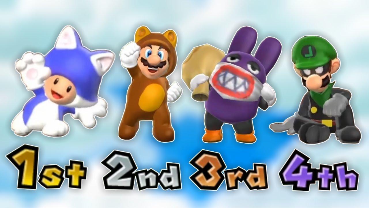 Mario Party 9 MiniGames - Nabbit vs Cat Toad vs Tanooki Mario vs Luigi ...