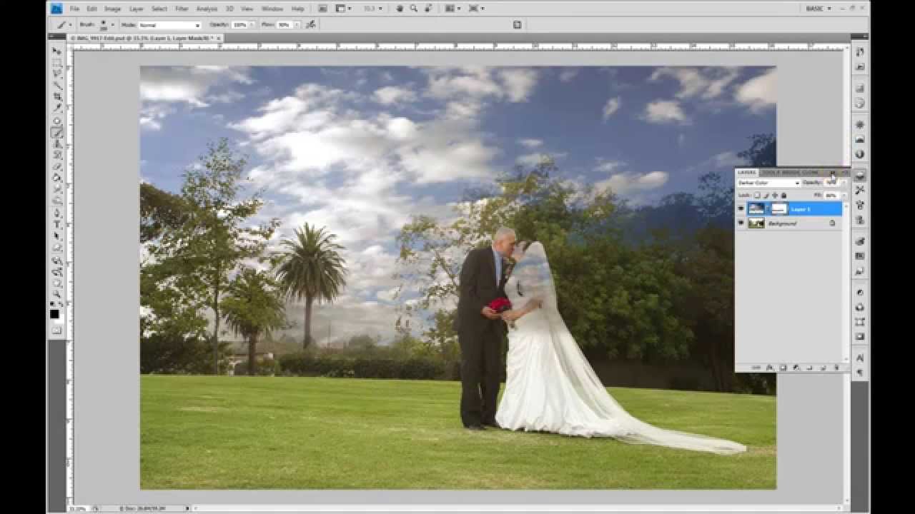 Adding clouds Photoshop tutorial - YouTube