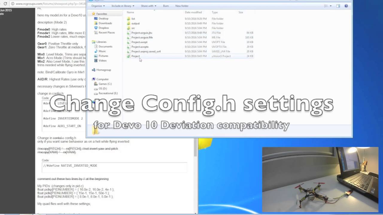 How to - Config.h settings - Devo 10 Deviation + Silverxxx Floureon H101 - YouTube