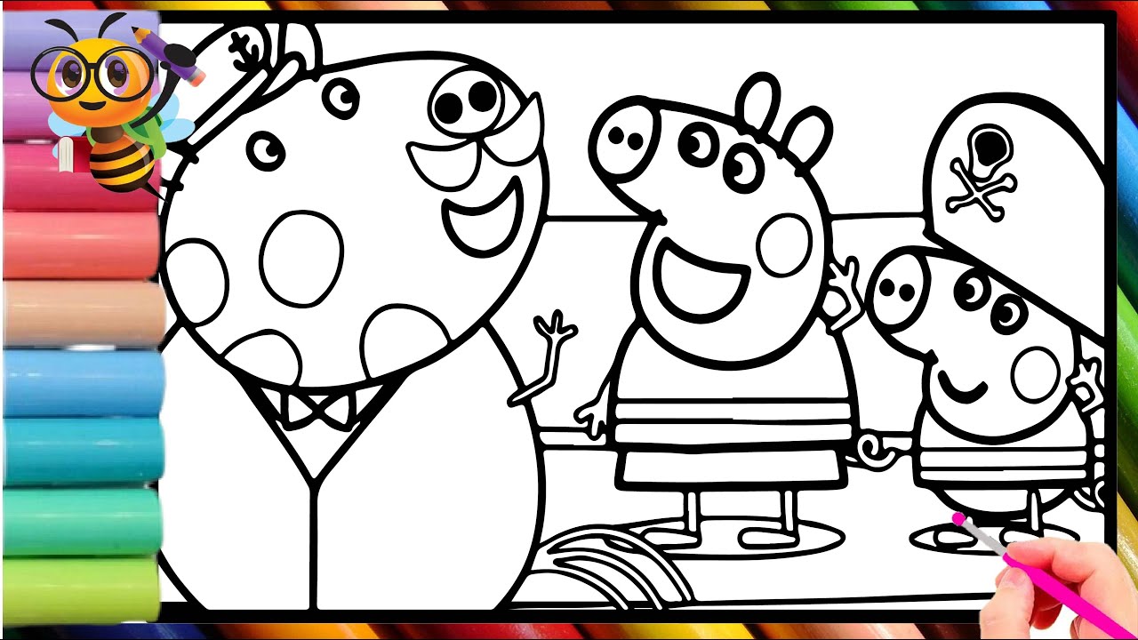 Draw and Color Peppa Pig play | Drawing and Coloring peppa pig For ...