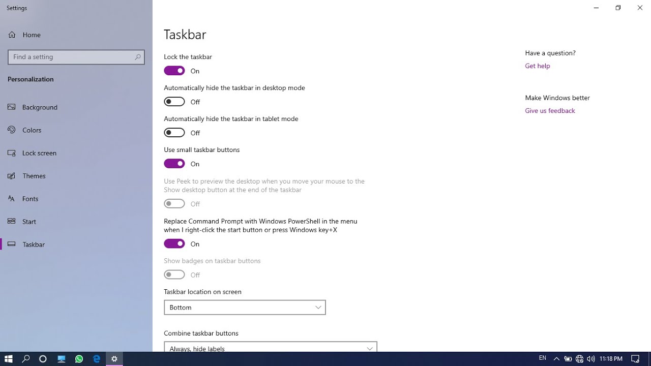 Taskbar Setting in Windows 10 - YouTube