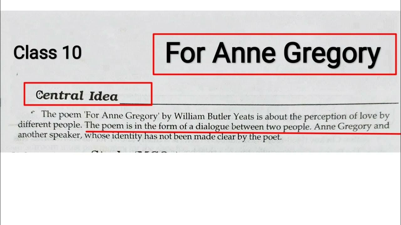 For Anne Gregory Central Idea | Central Idea of For Anne Gregory | For ...