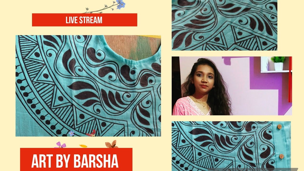 Barsha’s Workshop 🌸 is live Fabric colour Panjabi... hand painted Panjabi - YouTube