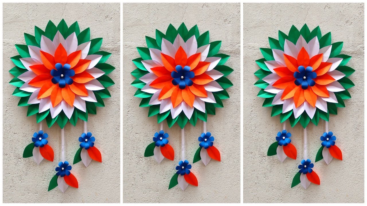 Easiest Tricolor Papers Wall Hanging Idea | Har Ghar Tiranga Indian | School Project Craft Ideas ...