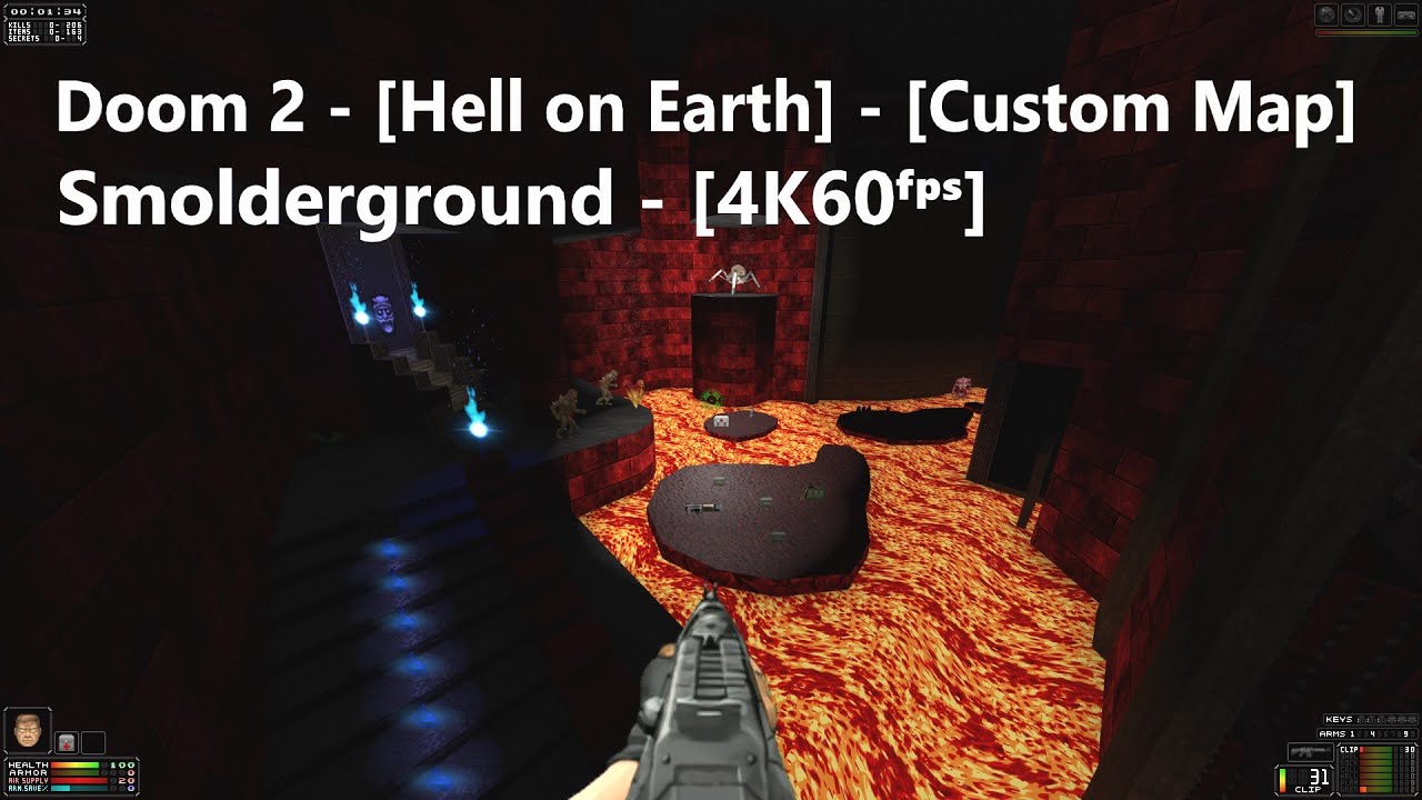 Doom 2 - Map: #0324 - Smolderground - [4K60ᶠᵖˢ] - YouTube
