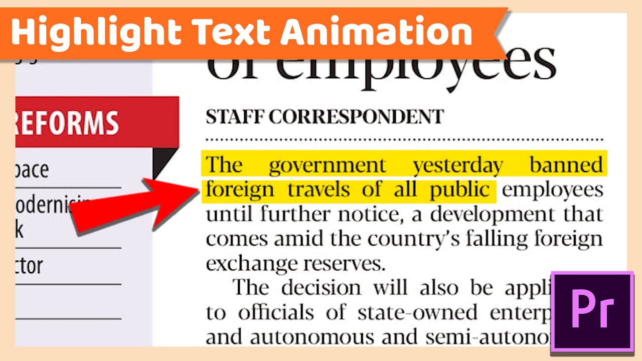 Highlight text or Marking Text Animation | Adobe Premiere Pro Tutorial ...