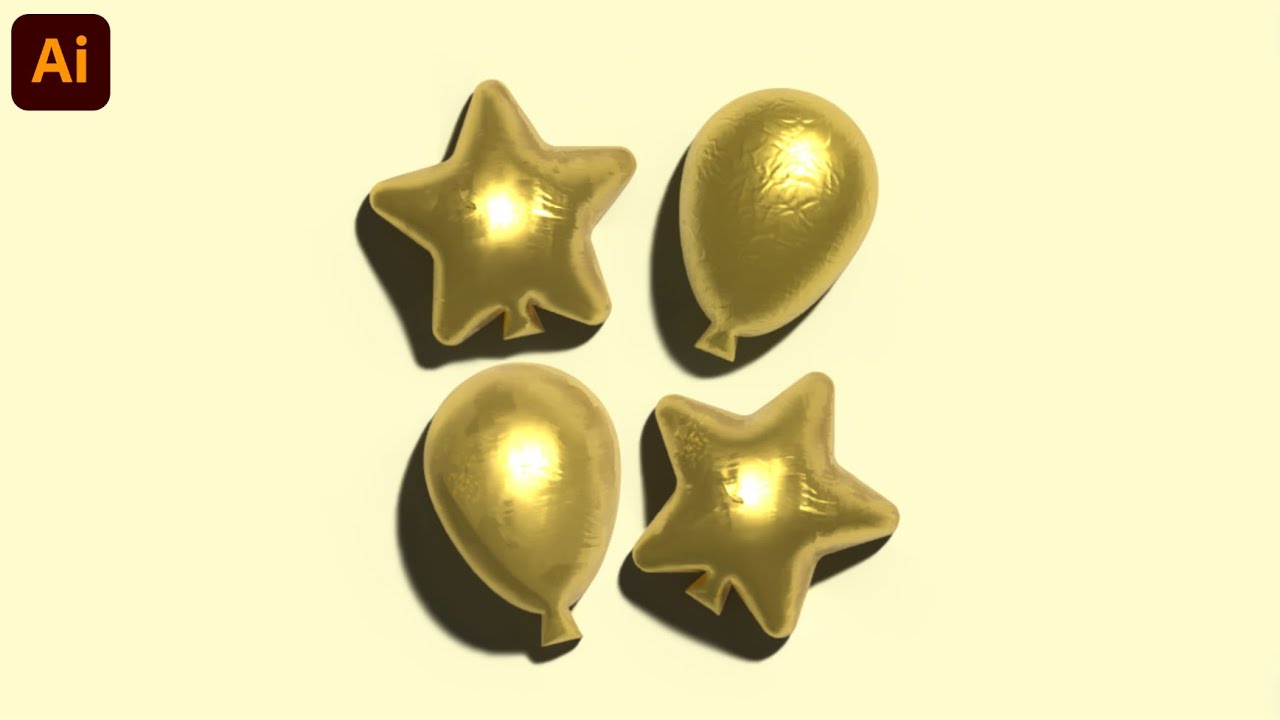 Gold Balloon Tutorial on Illustrator | Easy Beginner Tutorial - YouTube