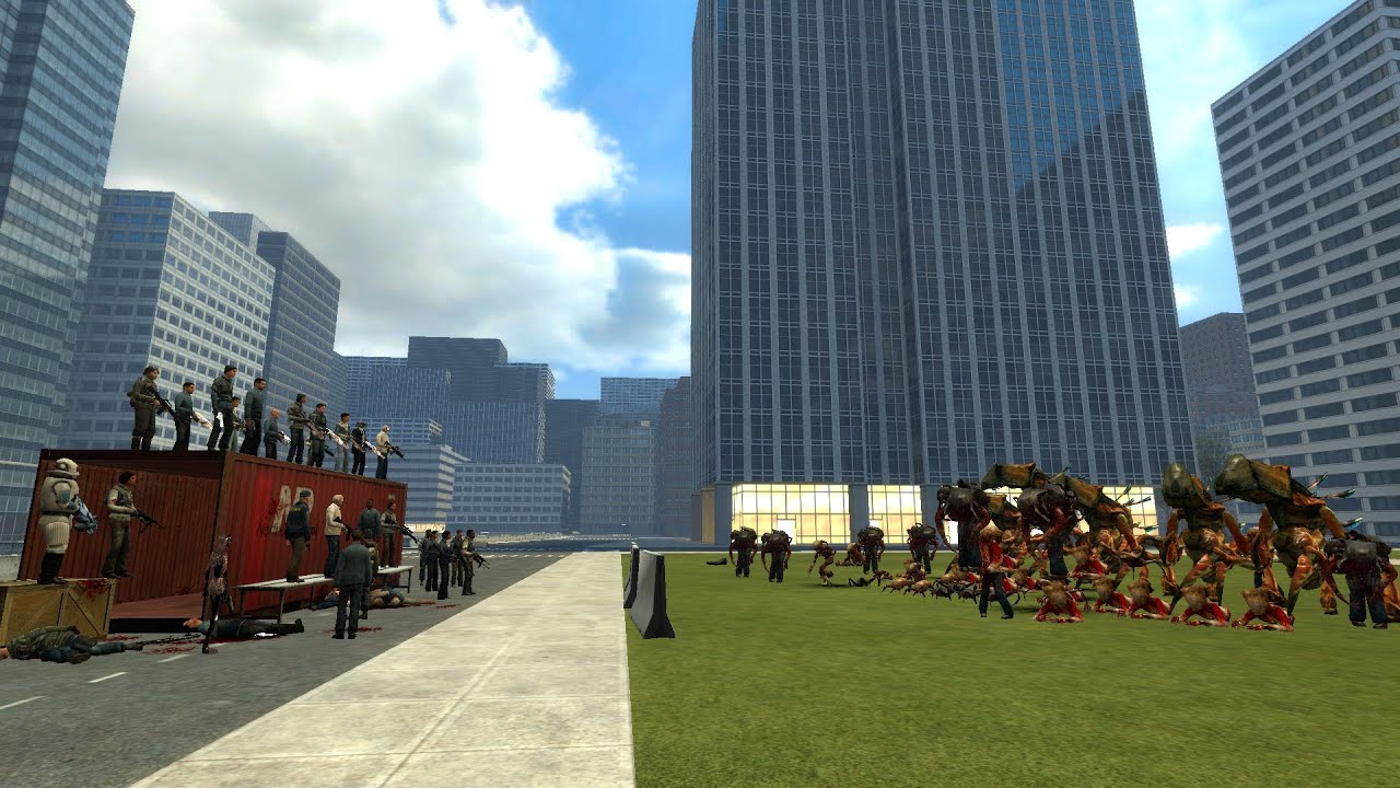 Garry's Gmod: a very dramatic battle between humans and monsters! - YouTube