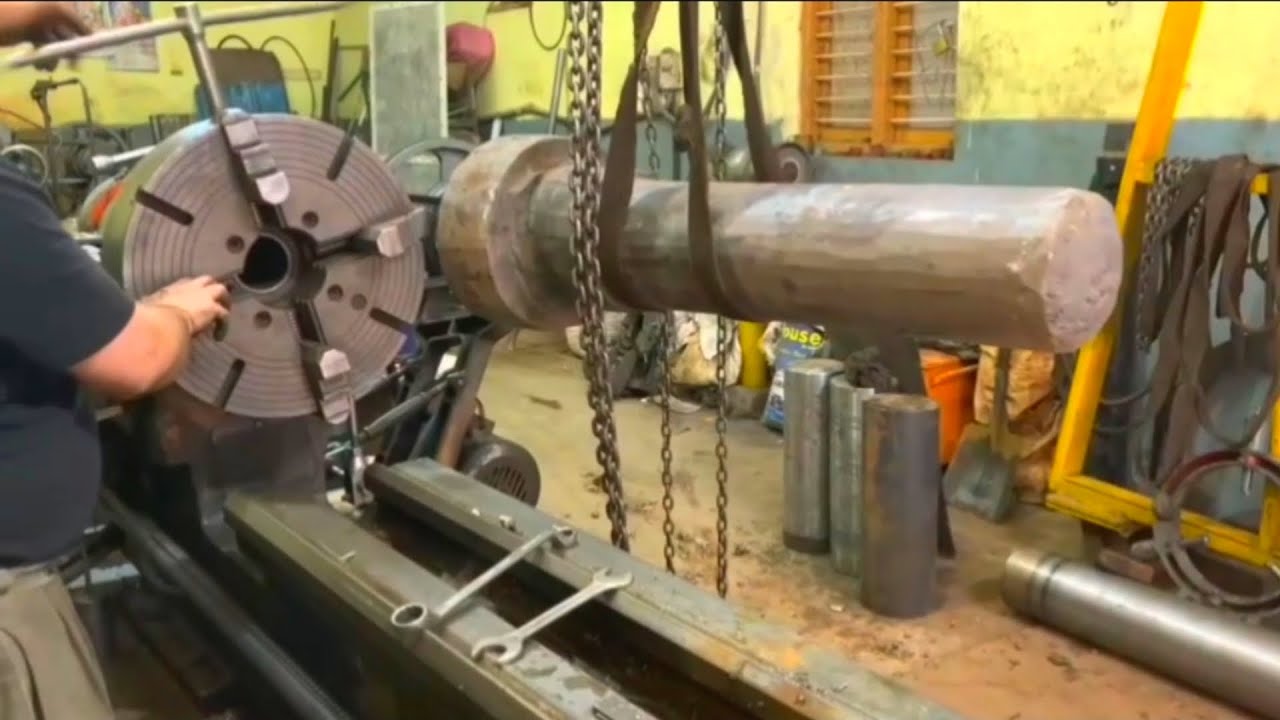 Make Big Workpiece In Lathe Machine | Lathe Machine Operating - YouTube