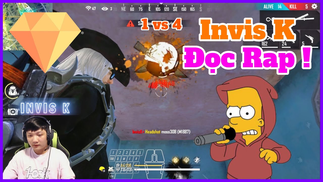 Invis K - 1 vs 4 tự viết nhạc Rap tặng anh em và minigame ! - YouTube