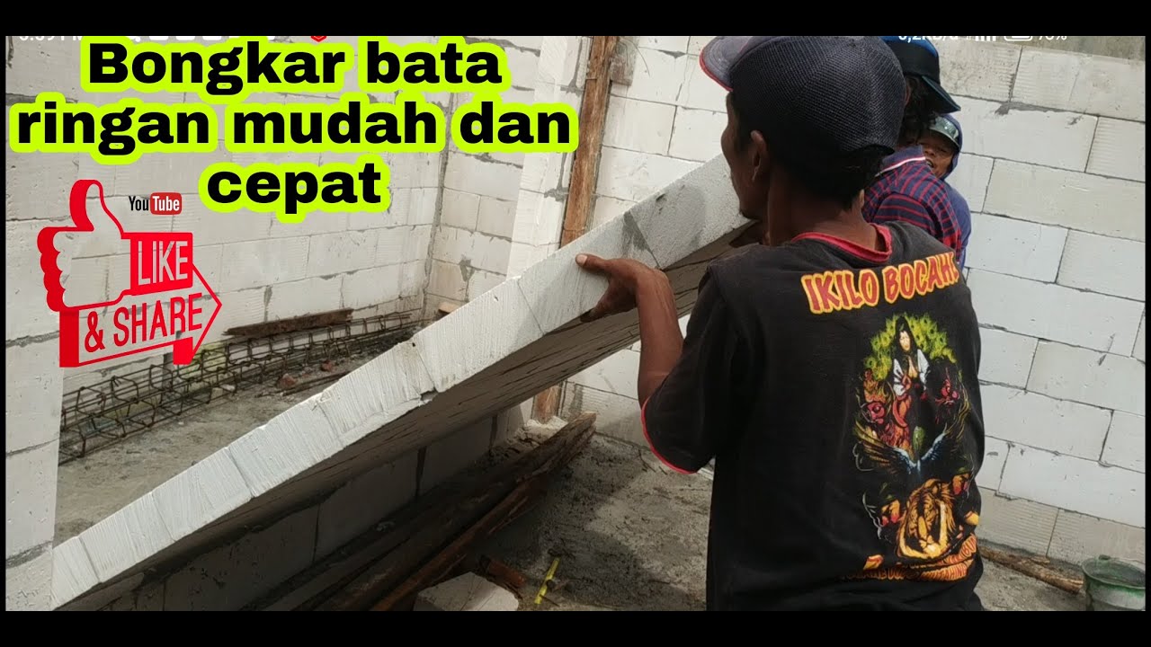 cara mudah bongkar bata ringan - YouTube