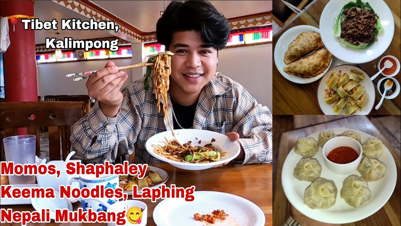 Momo Shaphaley Keema Noodles Laphing Nepali Mukbang, Kalimpong Food ...