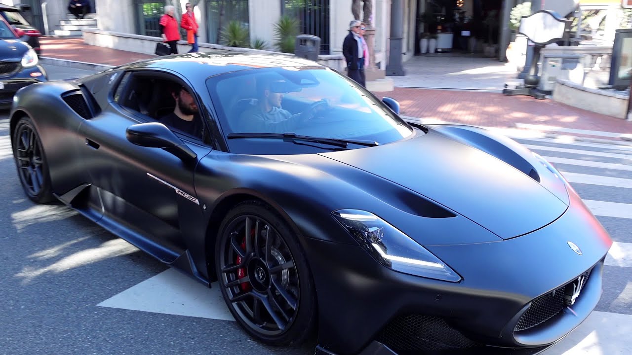 Super rare Maserati MC20 black supercar driving at Monte Carlo - Monaco ...
