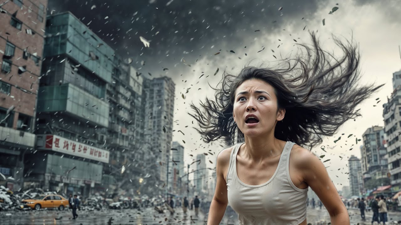 China wind storm: Strong winds force workers to dangle from a ...