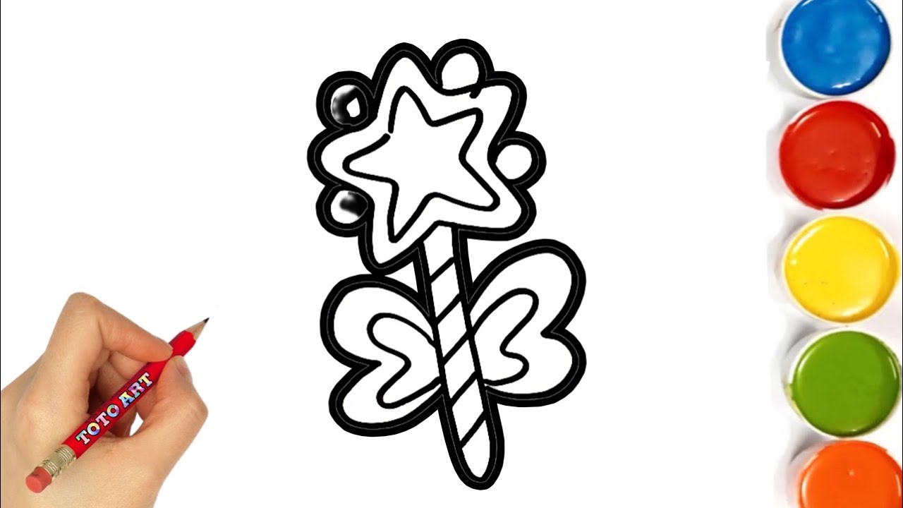 How to draw Magic Wand #2 -Colouring for Kids & Toddlers |Draw, Paint ...