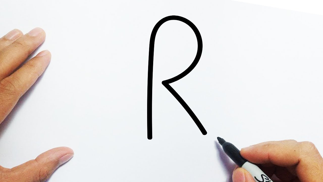 How To Draw A Girl With Letter R Easy Step By Step - YouTube