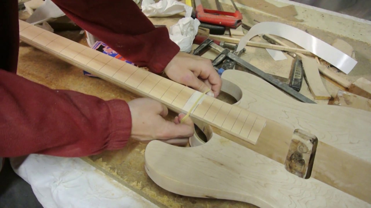 Homemade neck-thru bass build part 2 - YouTube