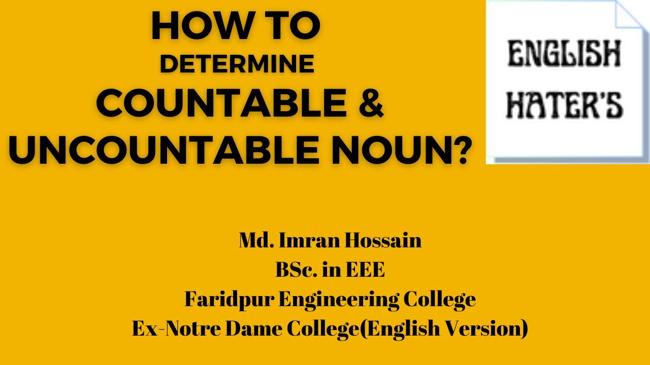 How to determine Countable & Uncountable Noun| ENGLISH HATER'S | JSC ...