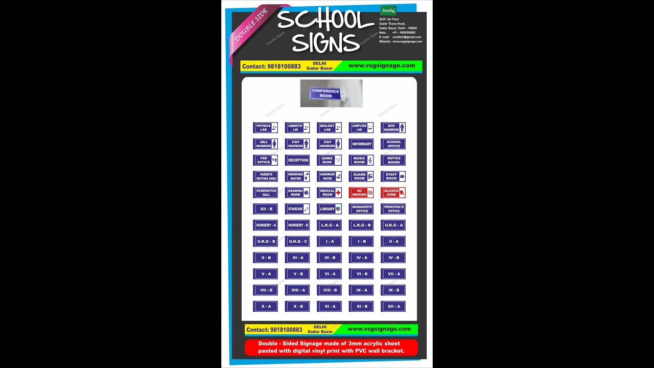 PVC double side classroom name plate, for schools, classroom name ...