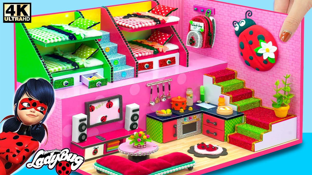 Make Magical Ladybug House with 2 Bunk Bed, Kitchen, Living Room for ...