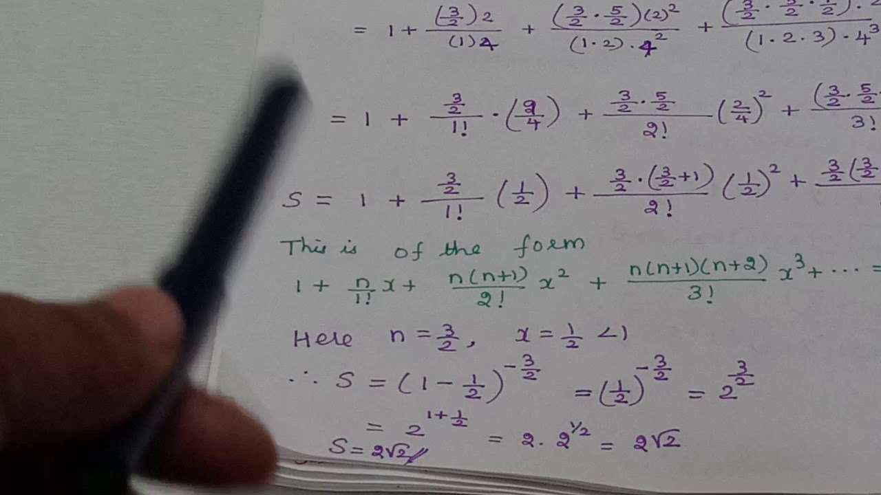 Sum The Series Binomial Theorem Solved Problems Algebra Youtube