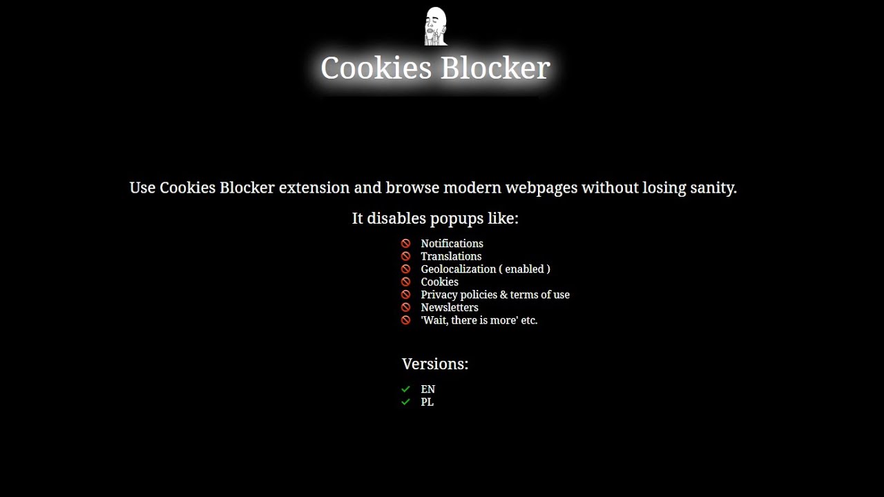 CookiesBlock extension - block cookie pop ups, notices, warning ...