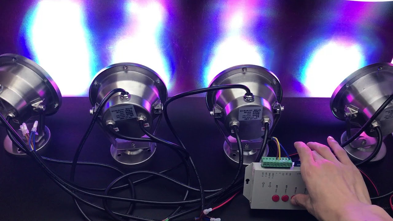 How to use T-1000S controller control DC24V DMX LED nuderwater lights ...