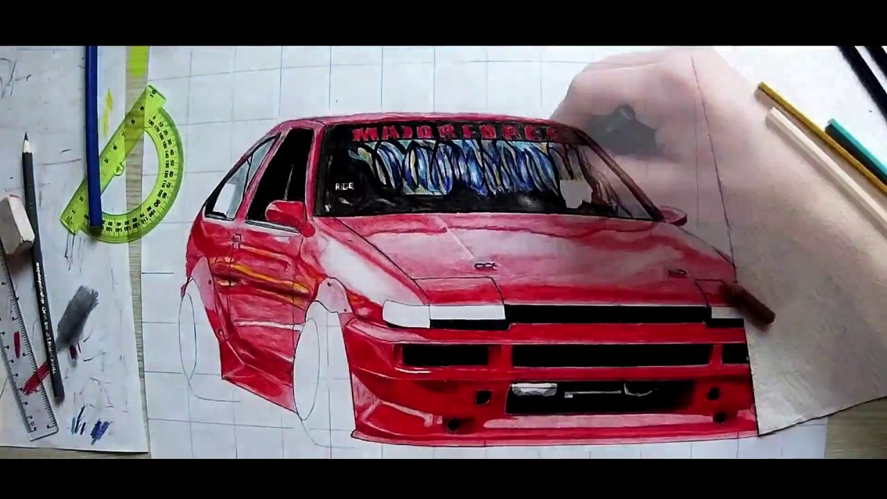 Toyota AE86 Sprinter Trueno | Drawing - Time Lapse - YouTube