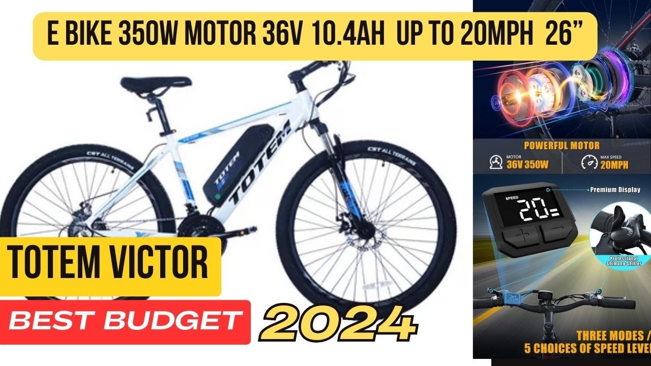 Top Electric Bike Totem Victor 350W Motor 36V 10.4Ah Removable Battery ...