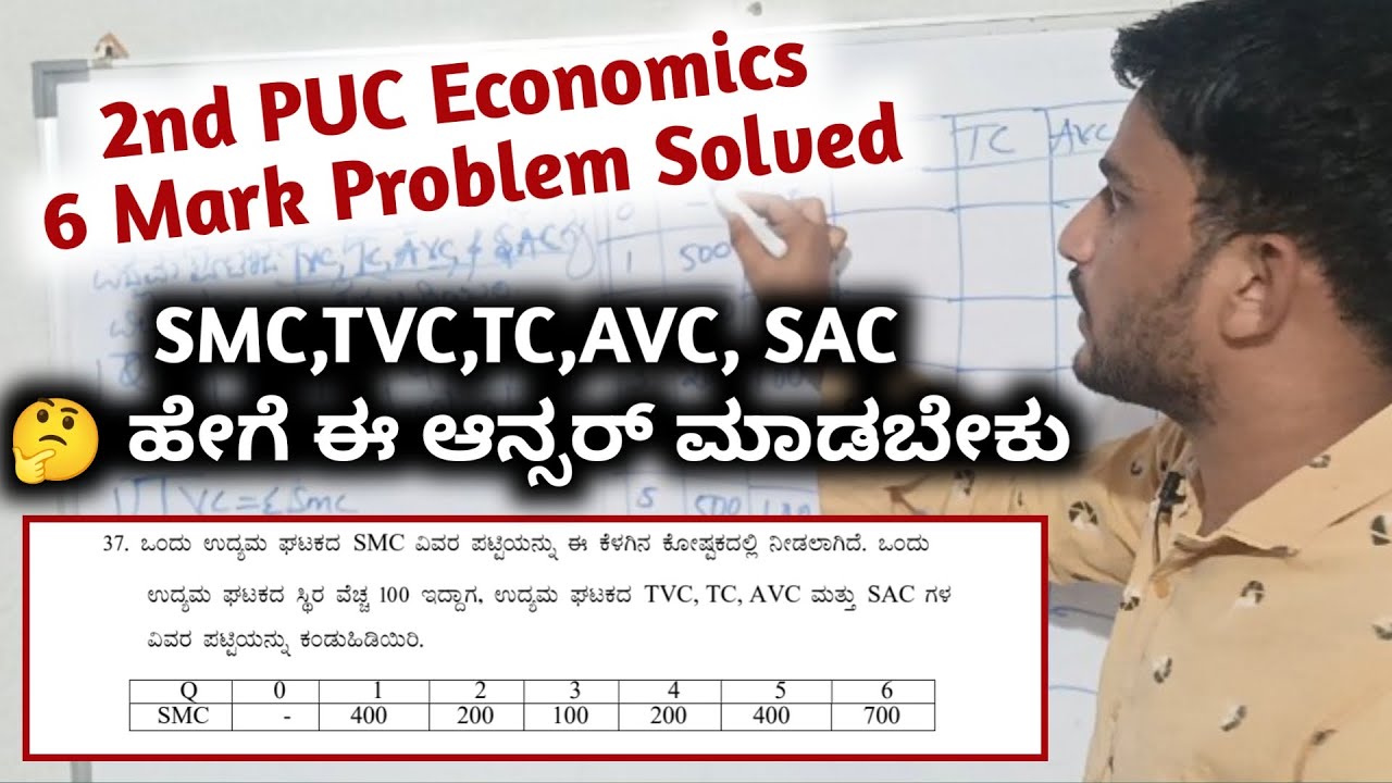 2nd PUC ECONOMICS :- SMC,TVC,TC,AVC,SAC 6 MARK PROBLEM SOLUTION 🔥 - YouTube
