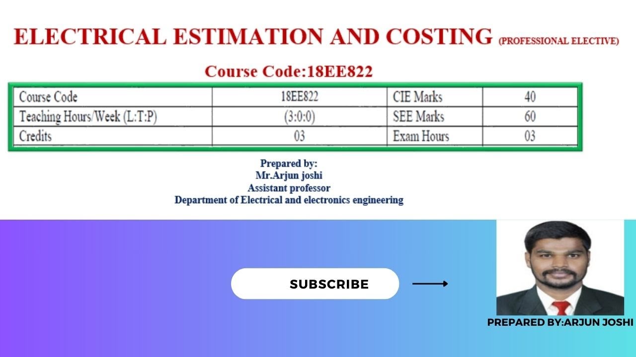 INTRODUCTION TO ELECTRICAL ESTIMATION AND COSTING_000 - YouTube