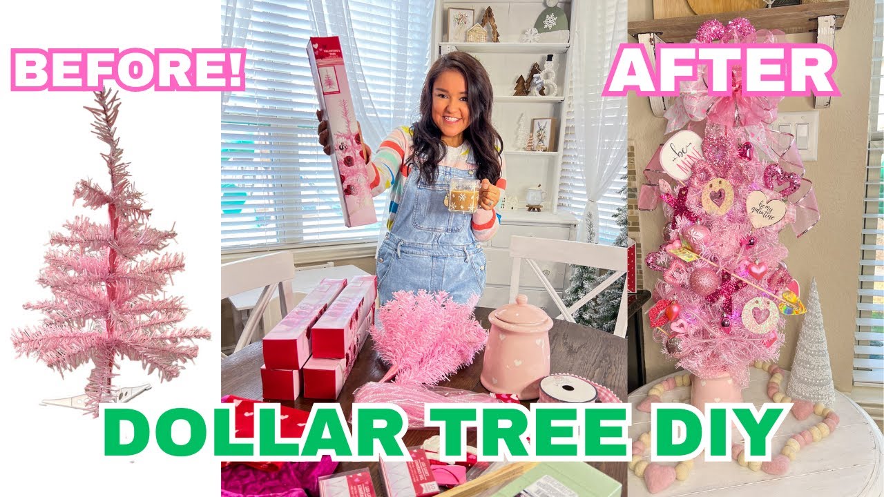 DOLLAR TREE Valentine's PINK Tree DIY - YouTube