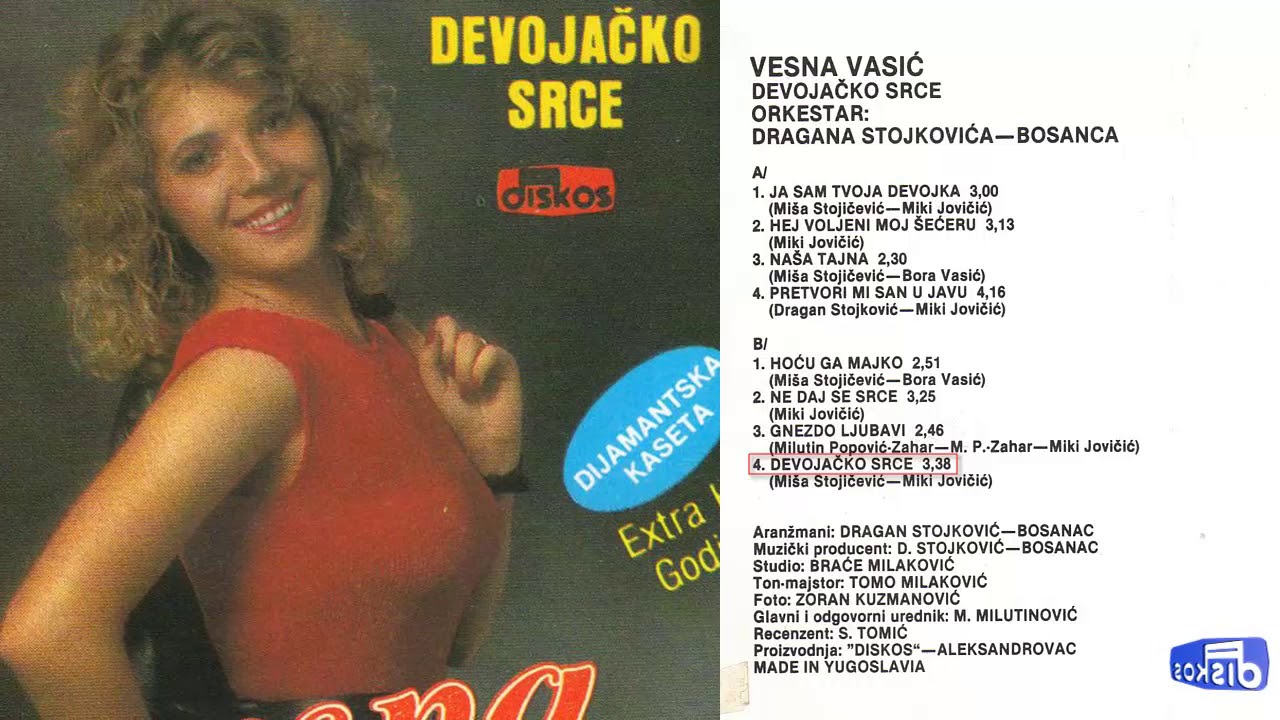 Vesna Vasic - Devojacko srce - (Audio 1990) - YouTube