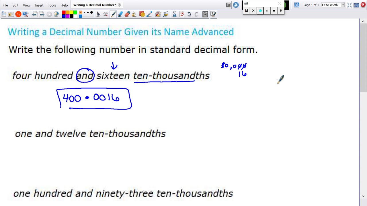 Writing a Decimal Number Given its Name Advanced - YouTube