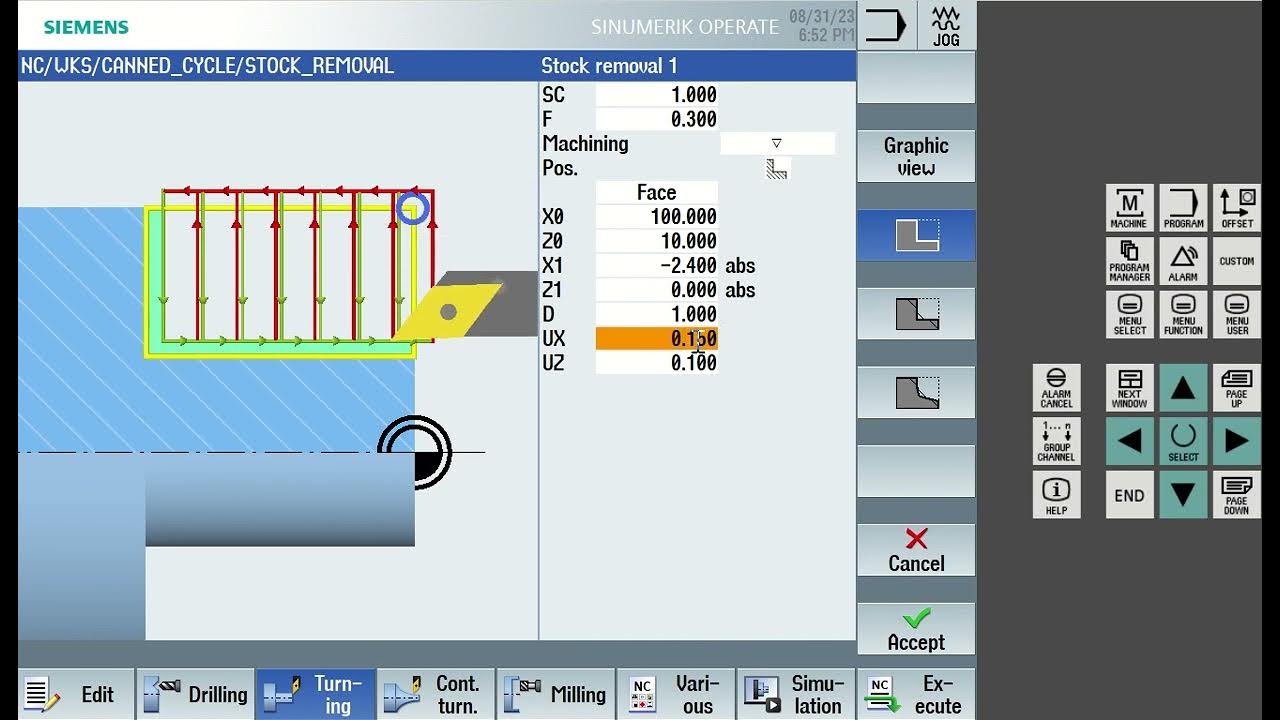 Facing cycle | Siemens | Turning Machine Stock removal Cycle - YouTube