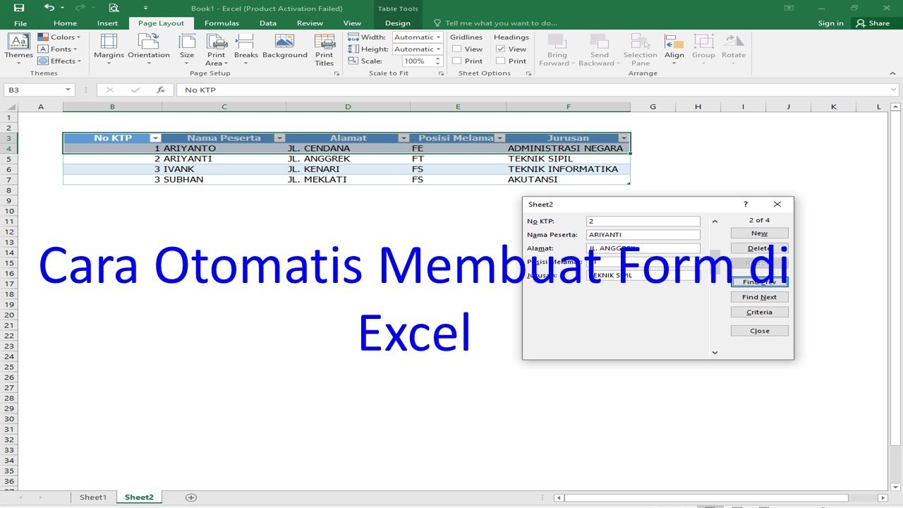 Cara Otomatis Membuat Form di Excel - YouTube