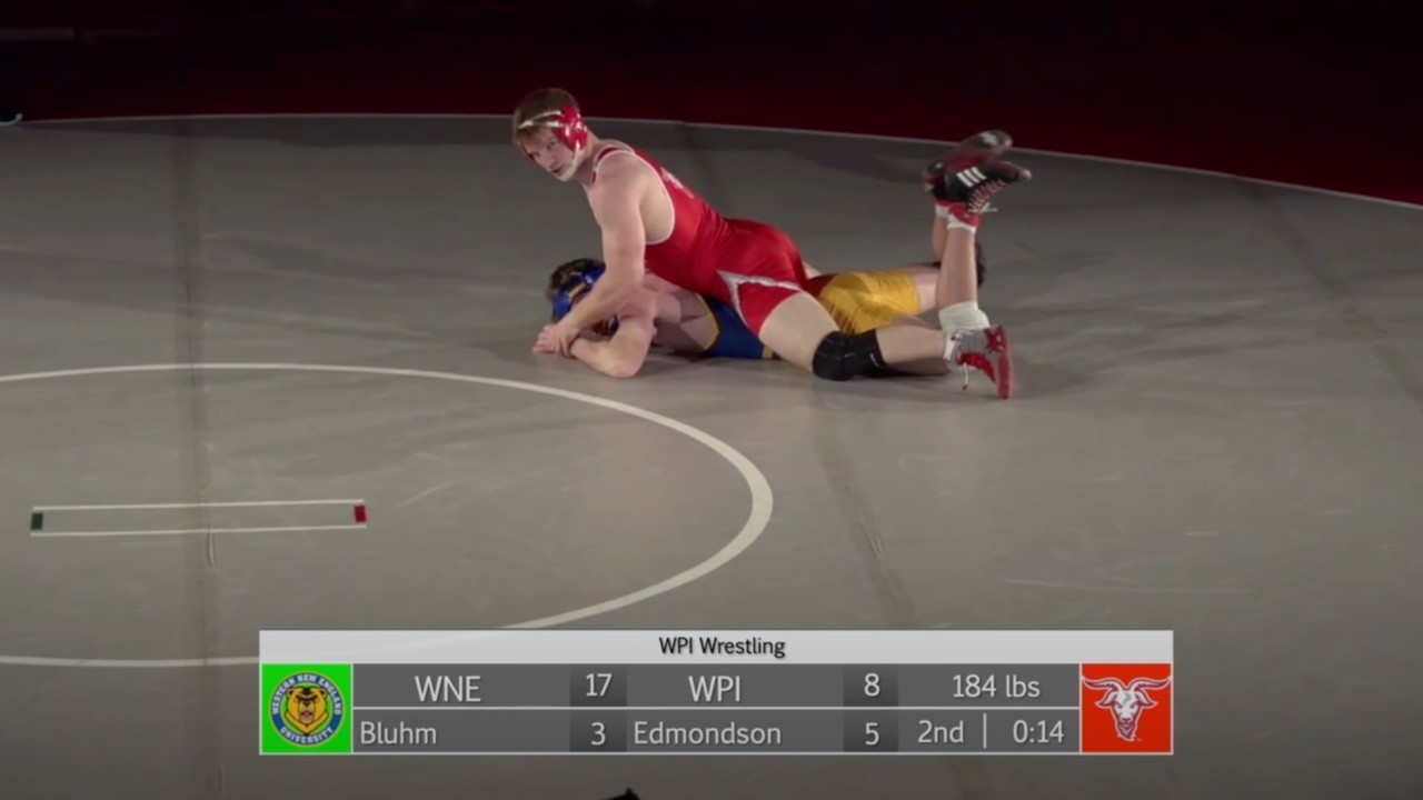 184lbs Ethan Edmondson (WPI) vs Michael Bluhm (Western New England ...