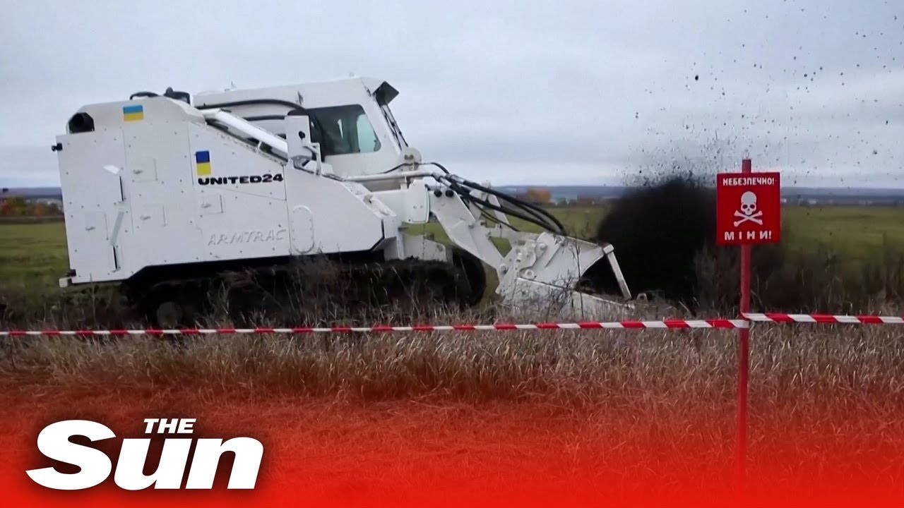 Ukrainian troops show 'unique' demining machine for tacking Russian ...