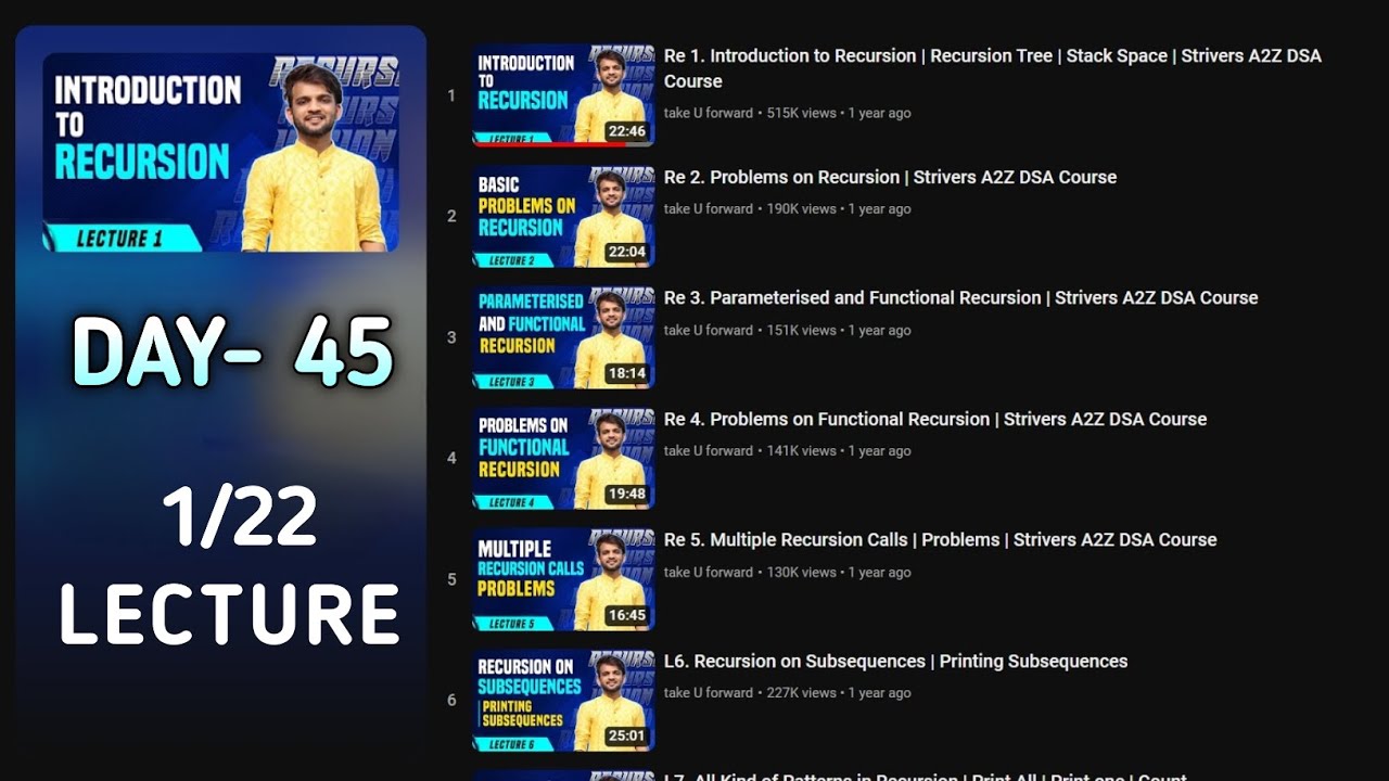 Day 51 Lecture 722 Strivers Recursion Playlist Dsa Challenge Youtube