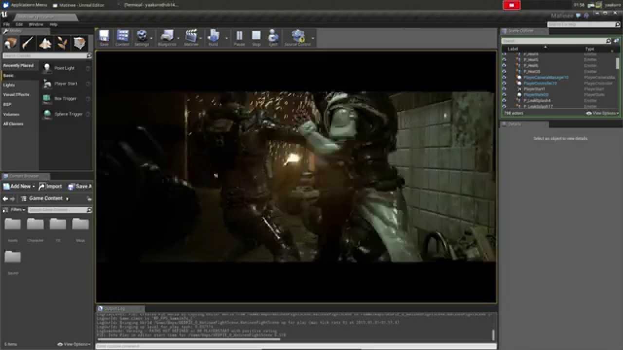 Epic's Matinee Fight Scene Demo inside the Unreal Engine 4 Linux Editor ...