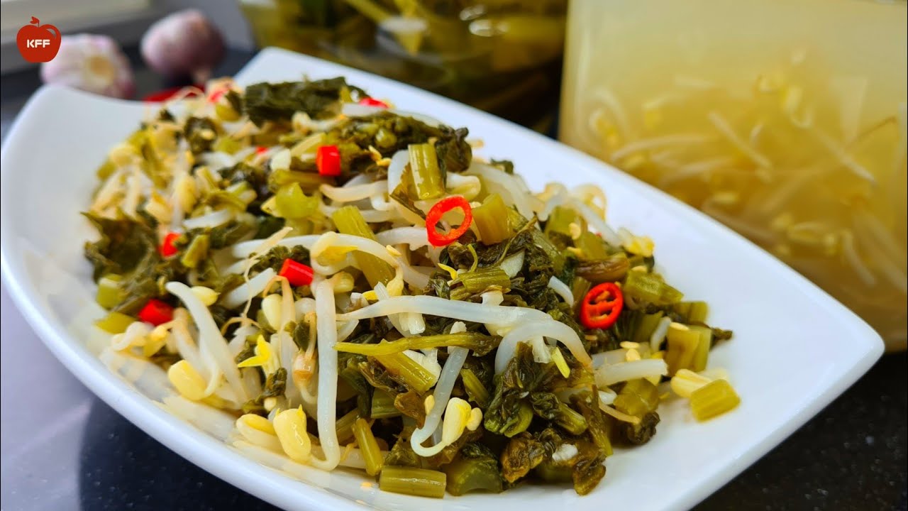 How to make pickled bean sprout with green mustard ...