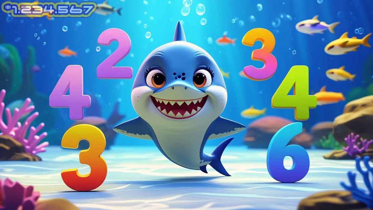 Baby Shark Learns to Count from 1 to 10 | Numbers Song | Nursery Rhymes ...
