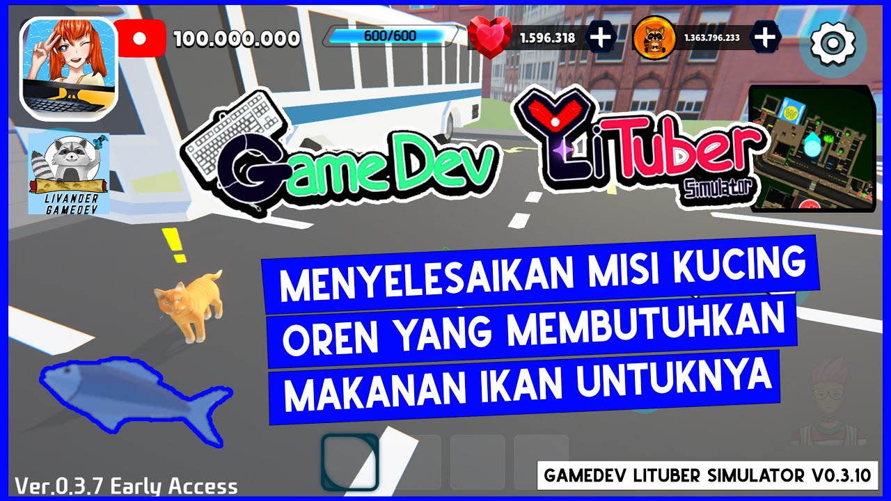 CARA MENYELESAIKAN MISI KUCING OREN YANG MINTA 2 IKAN MENTAH DI GAMEDEV LITUBER SIMULATOR V0.3. ...