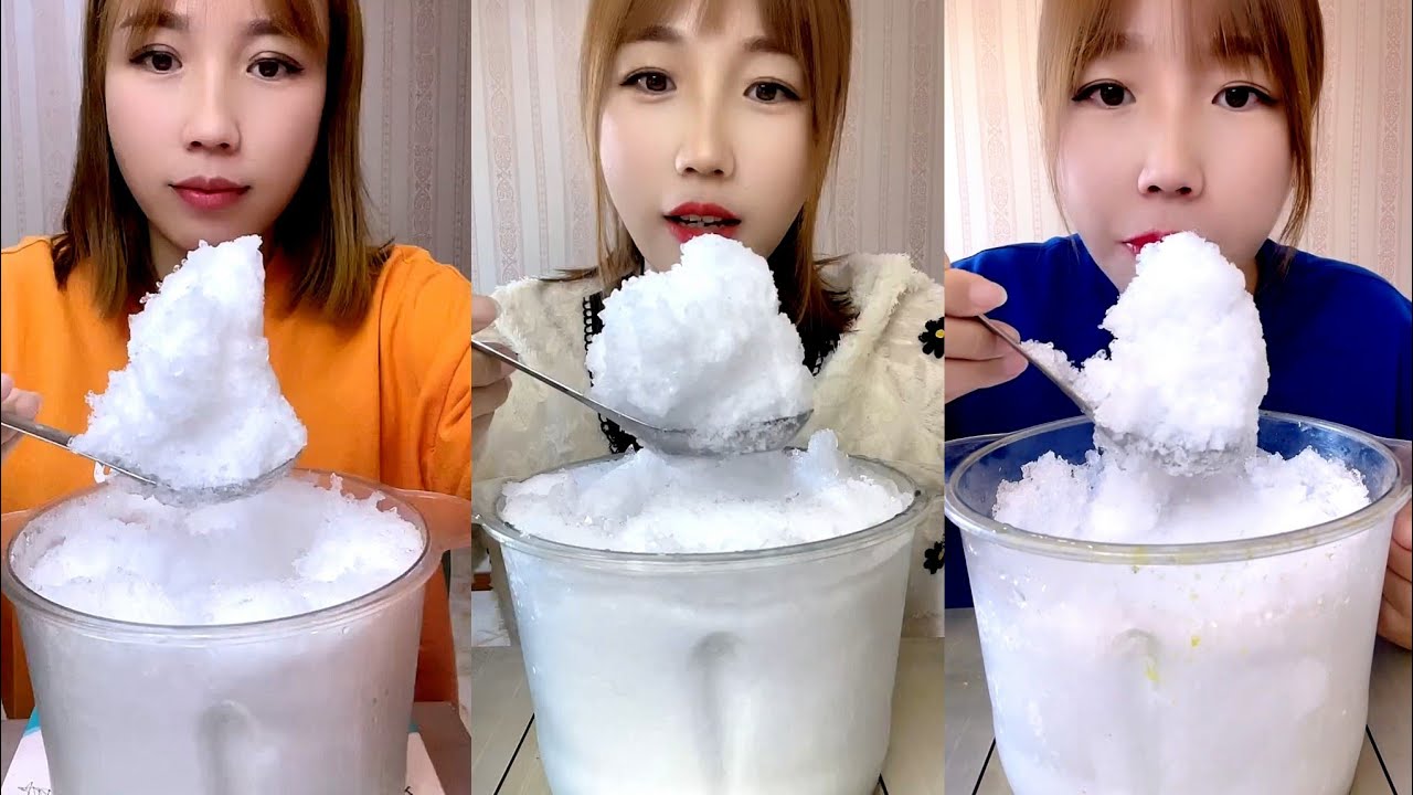 solo Qian / WHITE ICE EATING / SHAVED ICE / ICE EATING - YouTube