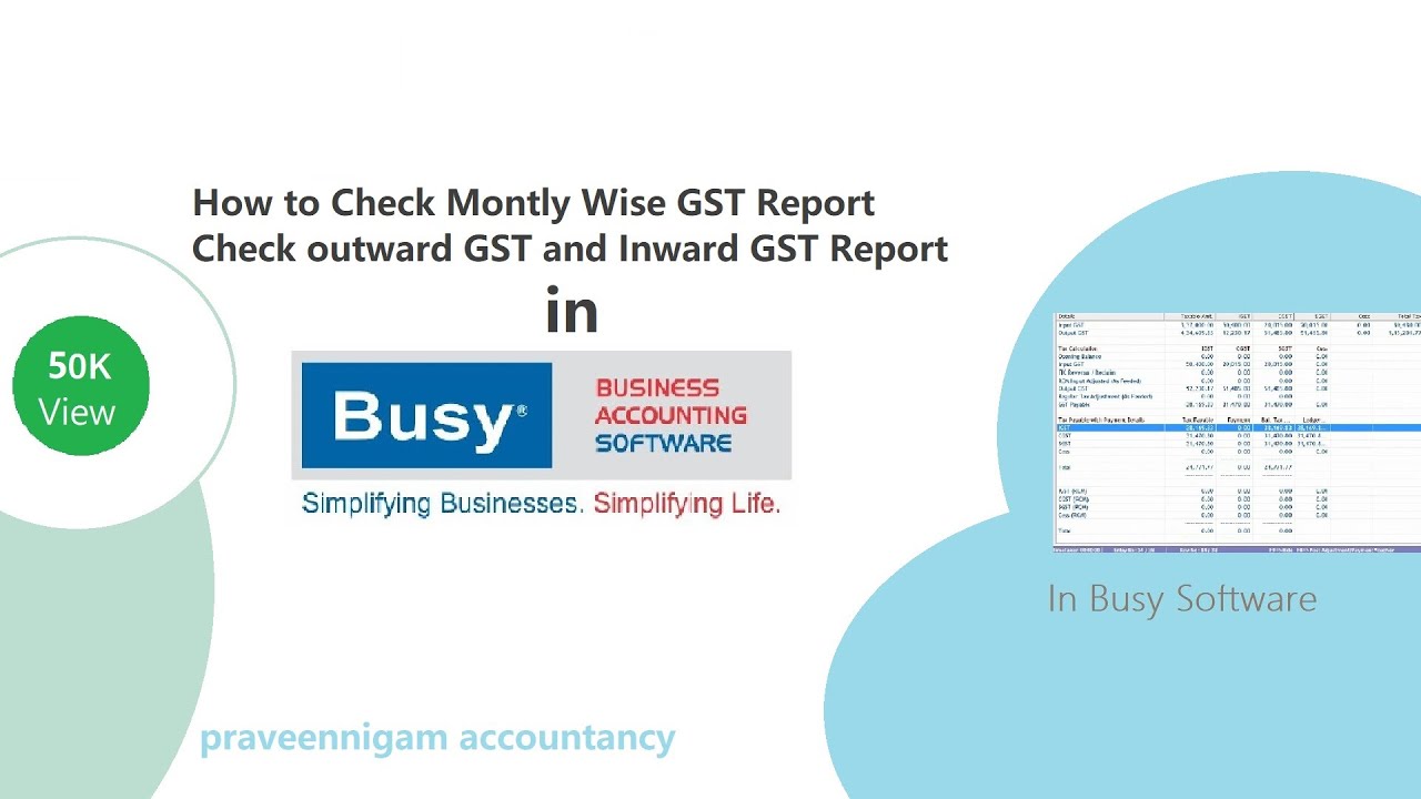 How to Check GST Report In Busy Accouting Software | Month wise GST ...